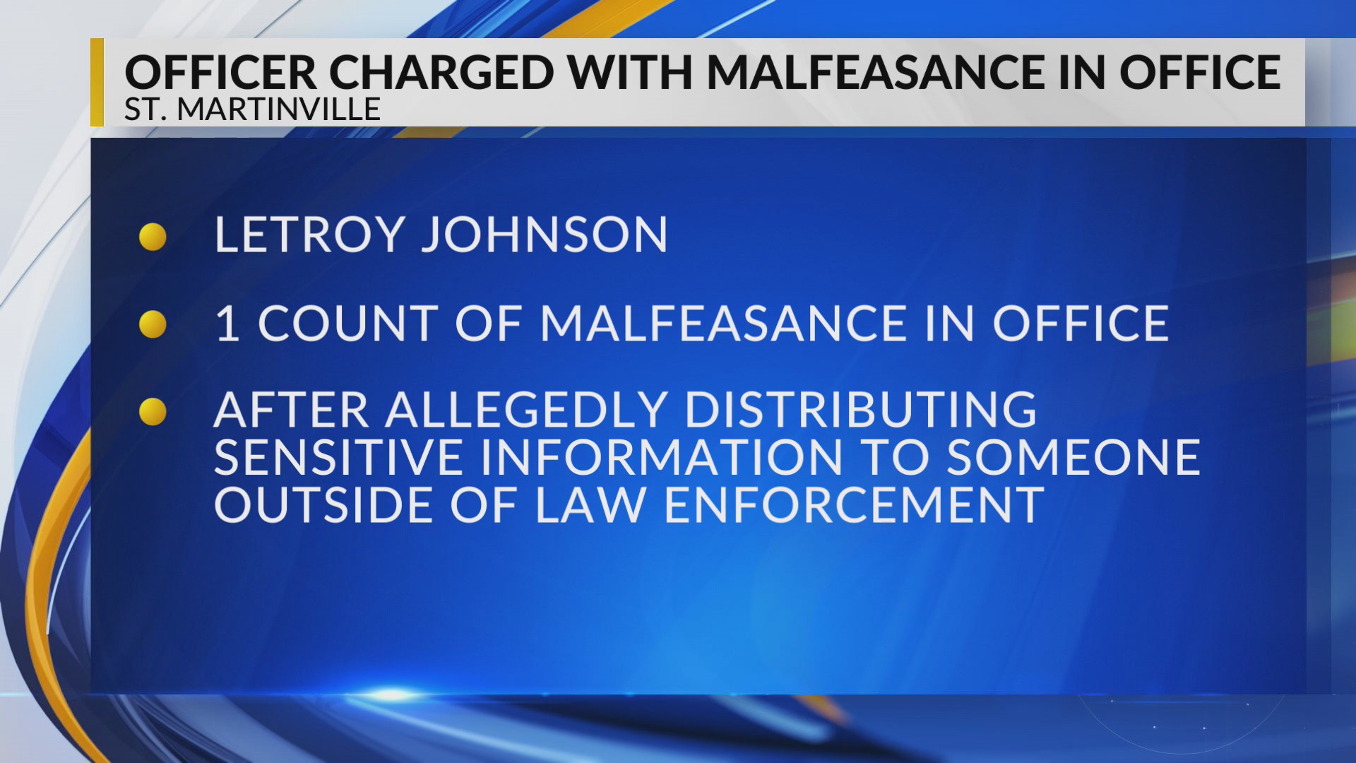 Officer charged with malfeasance in office in St. Martinville
