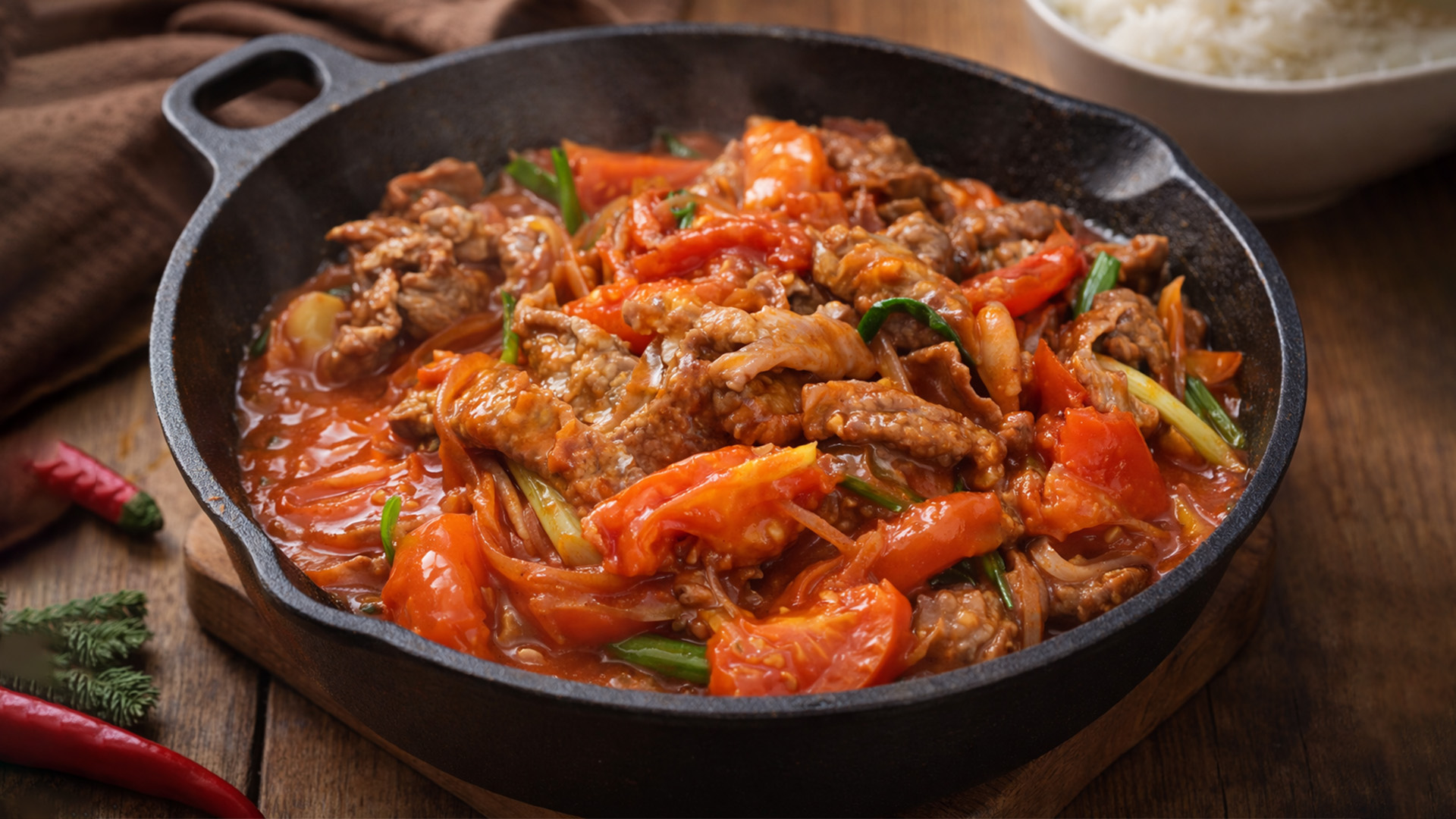 Beef and tomatoes in a comforting stir fry