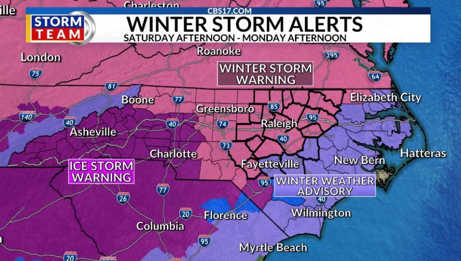 Winter storm warning for central North Carolina; rest of state under ...