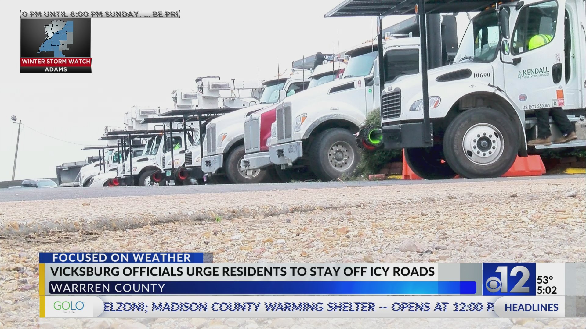 Vicksburg officials urge residents to stay off icy roads