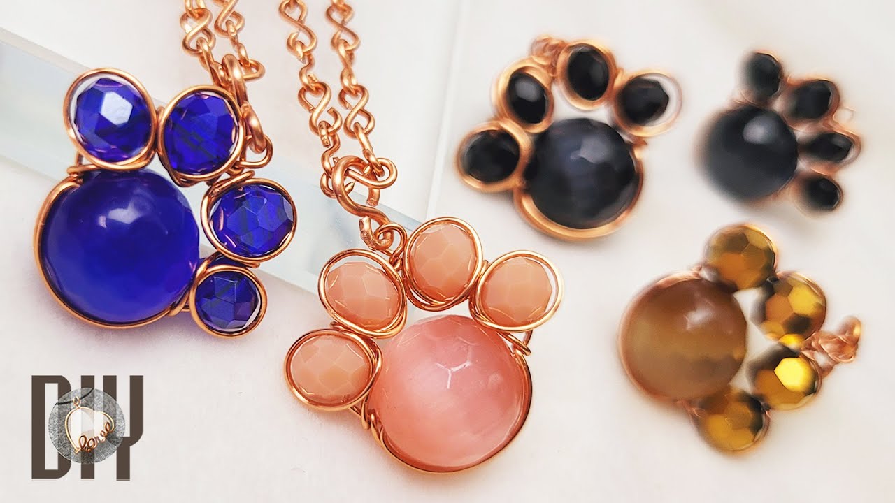 Pet paw print | Dog | cat | cute | Pendant | tutorial | stone have hole 982