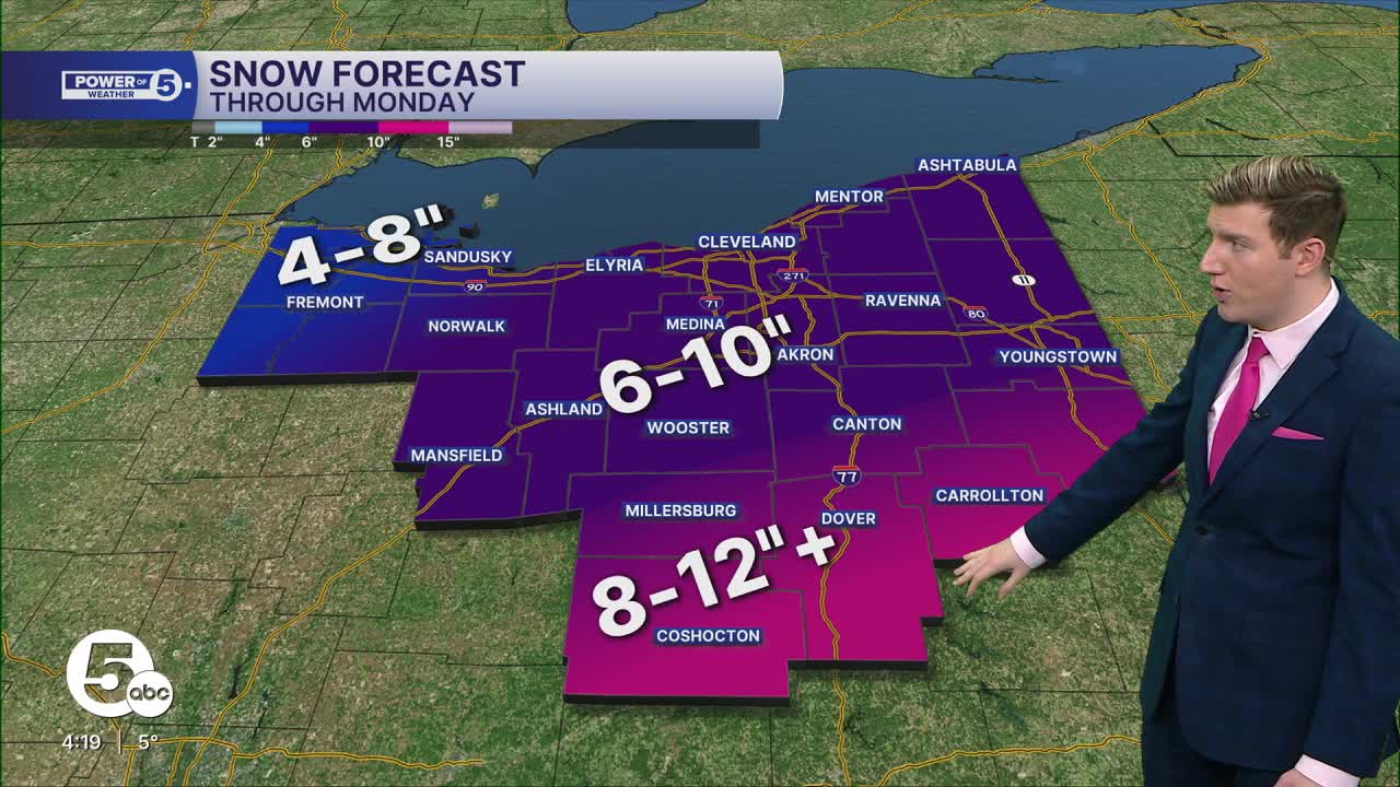 The expected winter storm snowfall in Northeast Ohio