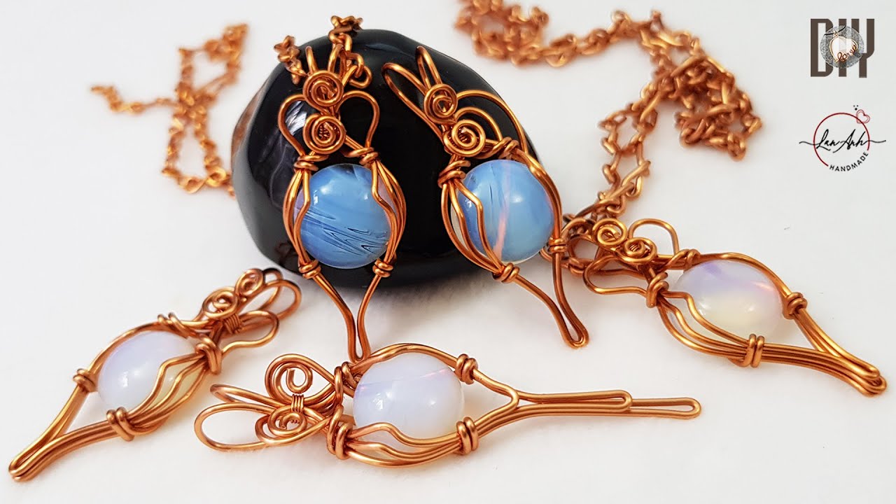 Magic potion bottles pendant with 12mm opalite round cabochon and ...