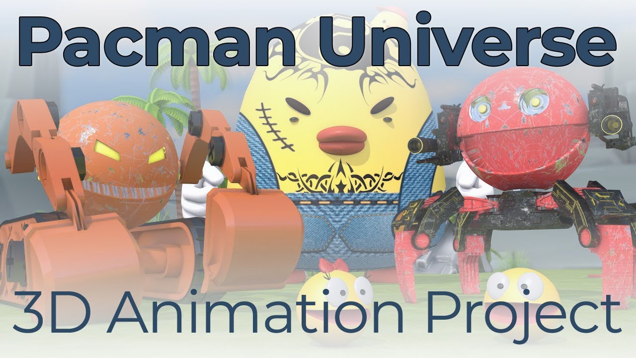 Pacman vs combat mech & excavator monster