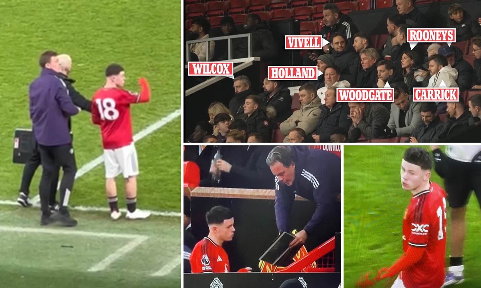 Wayne and Coleen Rooney watch son Kai, 16, make Old Trafford debut in ...