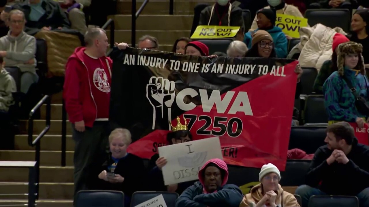Anti-ICE demonstrators gather inside Target Center in Minneapolis