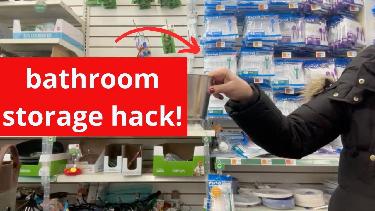 Put a Dollar Store planter in your bathroom for this genius storage idea!