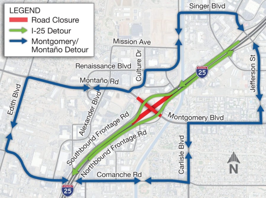 I-25 to close at Montgomery Blvd. for two nights next week for bridge ...