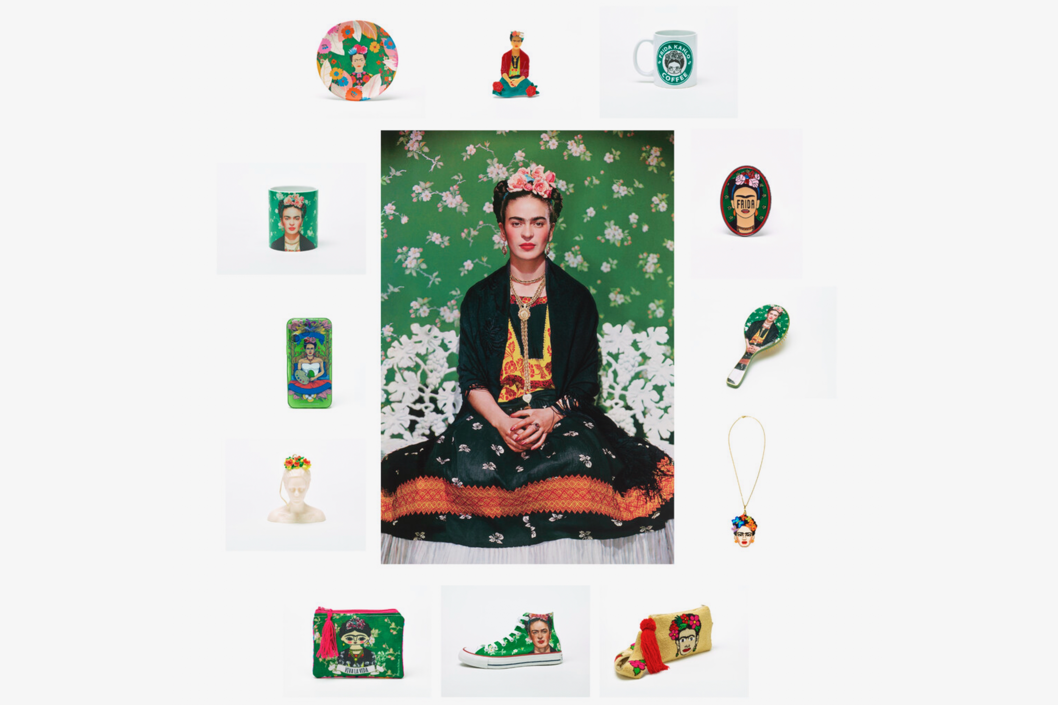 Frida Kahlo's image is on paintings, posters, socks and sanitary pads ...