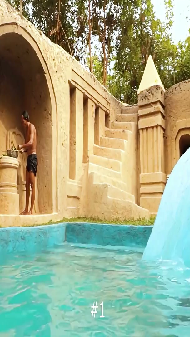 Discover the creation of a unique underground water slide park house ...