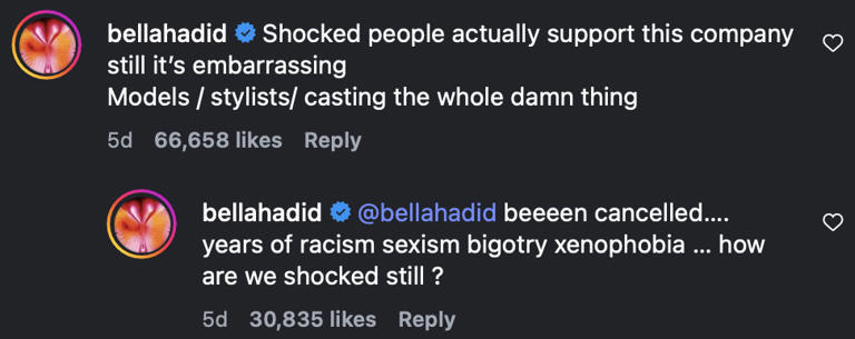 Bella Hadid calls out Dolce & Gabbana's ‘years of racism' after all ...