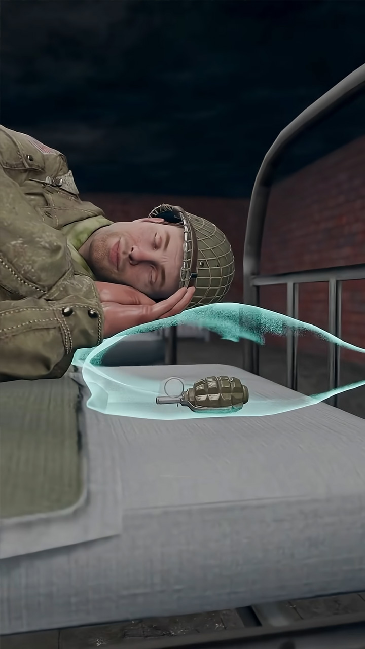 The reason behind stuffing grenade underneath pillows