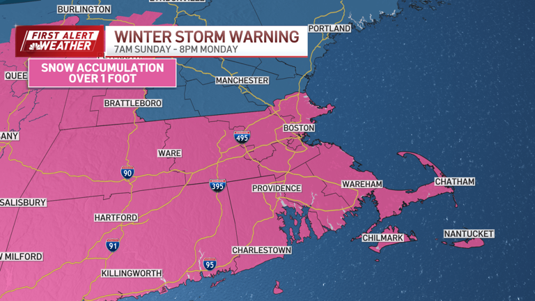 Winter storm warning issued for Mass., 12-20 inches of snow expected