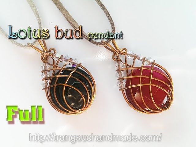 Lotus bud pendant with flat round stones without holes - full version ...