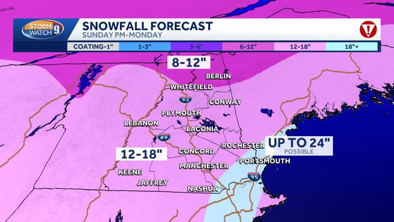 More than a foot of snow likely for most of New Hampshire Sunday night ...