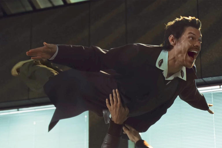 Harry Styles takes a hard fall and bursts into eccentric dance sequence ...