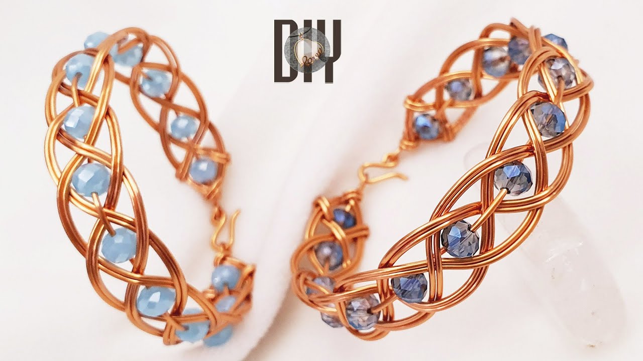 4-strand braid | Cuff bracelet | Thick bangles | Crystal | How to make ...