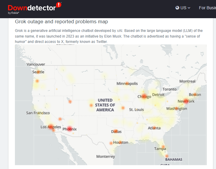 Grok outage map and affected US cities list: Grok down as users report ...