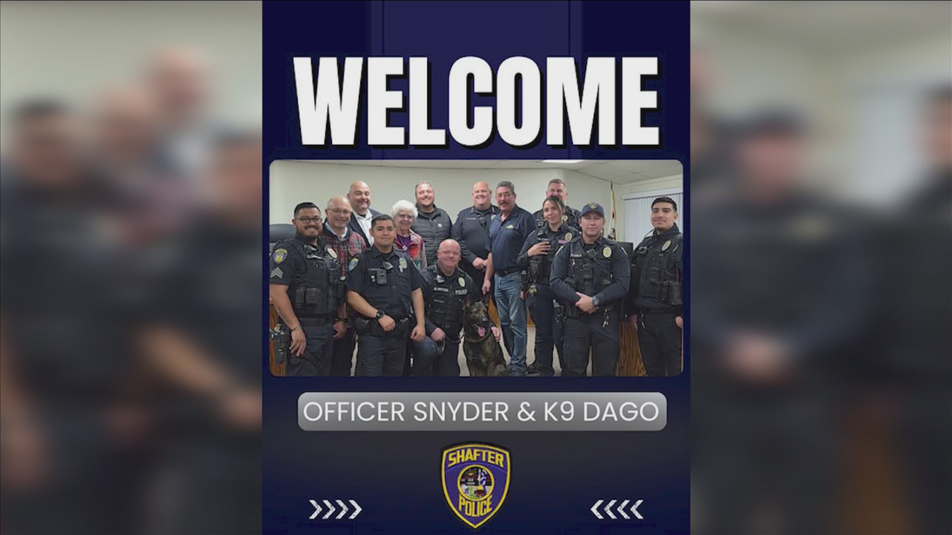 Shafter PD welcomes Officer Snyder and K9 Dago
