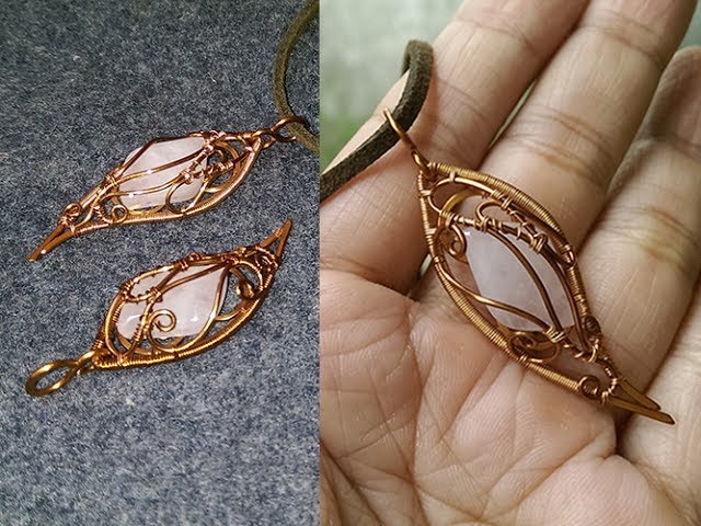 Wire pendant with stone no holes - How to make wire jewelry 248