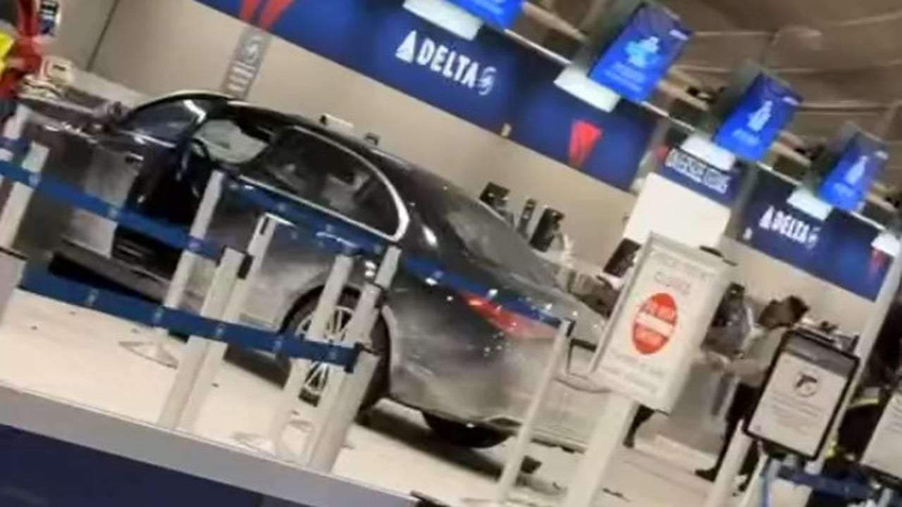 Detroit Metro Airport car crash: Mercedes slams into McNamara terminal