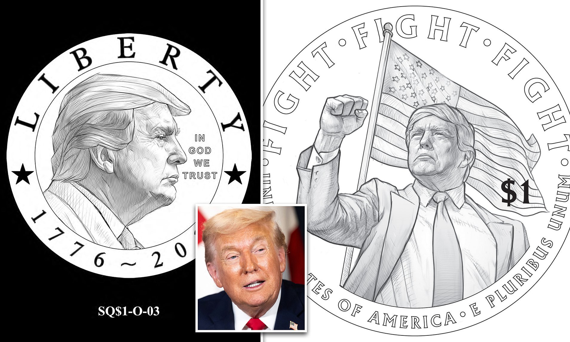 Trump's new $1 coin designs revealed after iconic 'fight' version axed ...