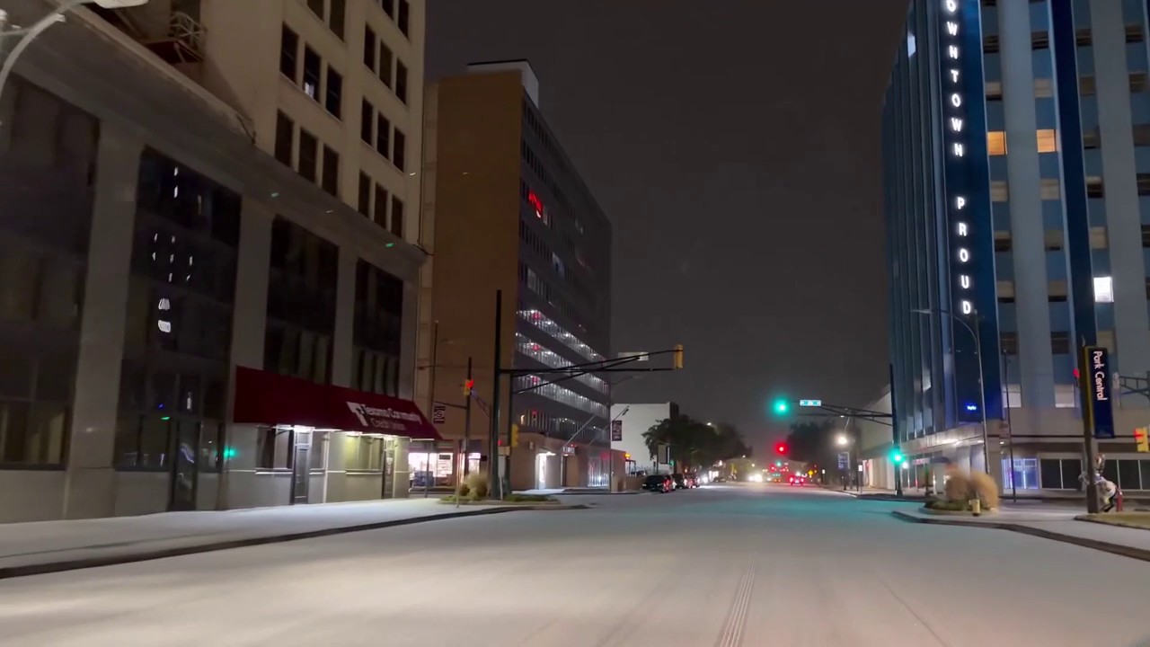 Roads covered in snow in Wichita Falls