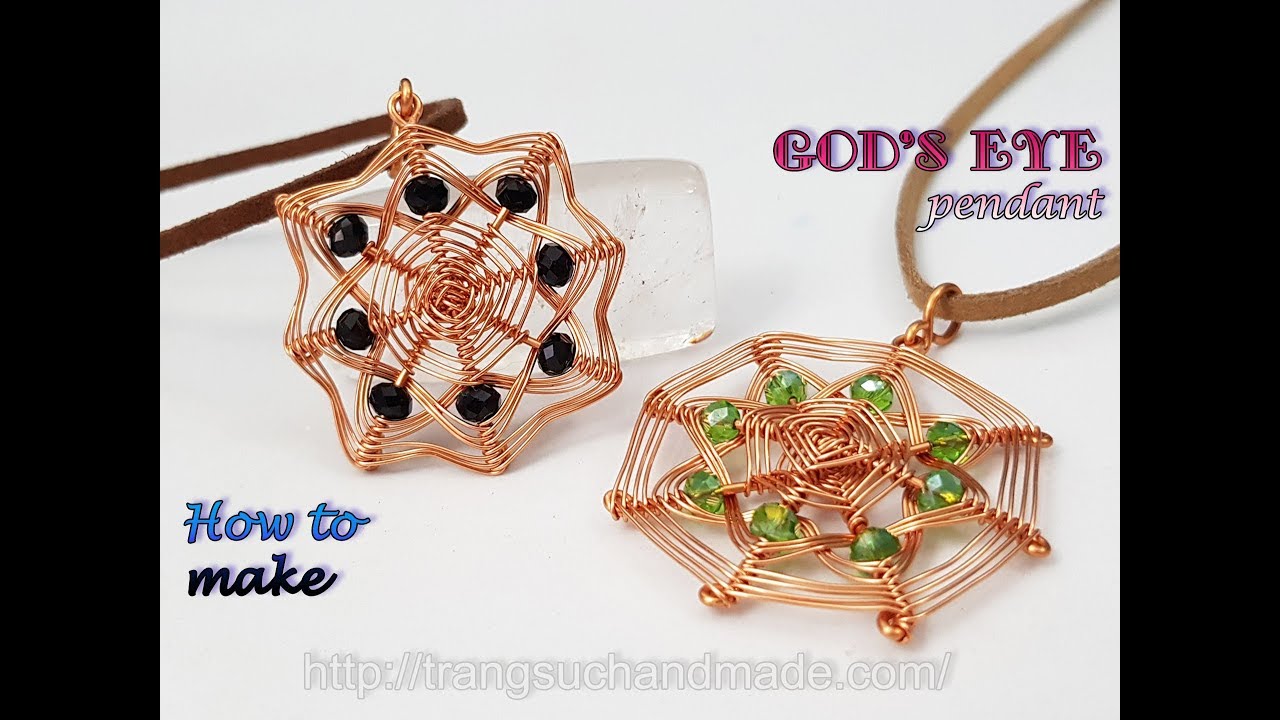 Square pendant inspired God's eye craft - Handmade jewelry from copper ...