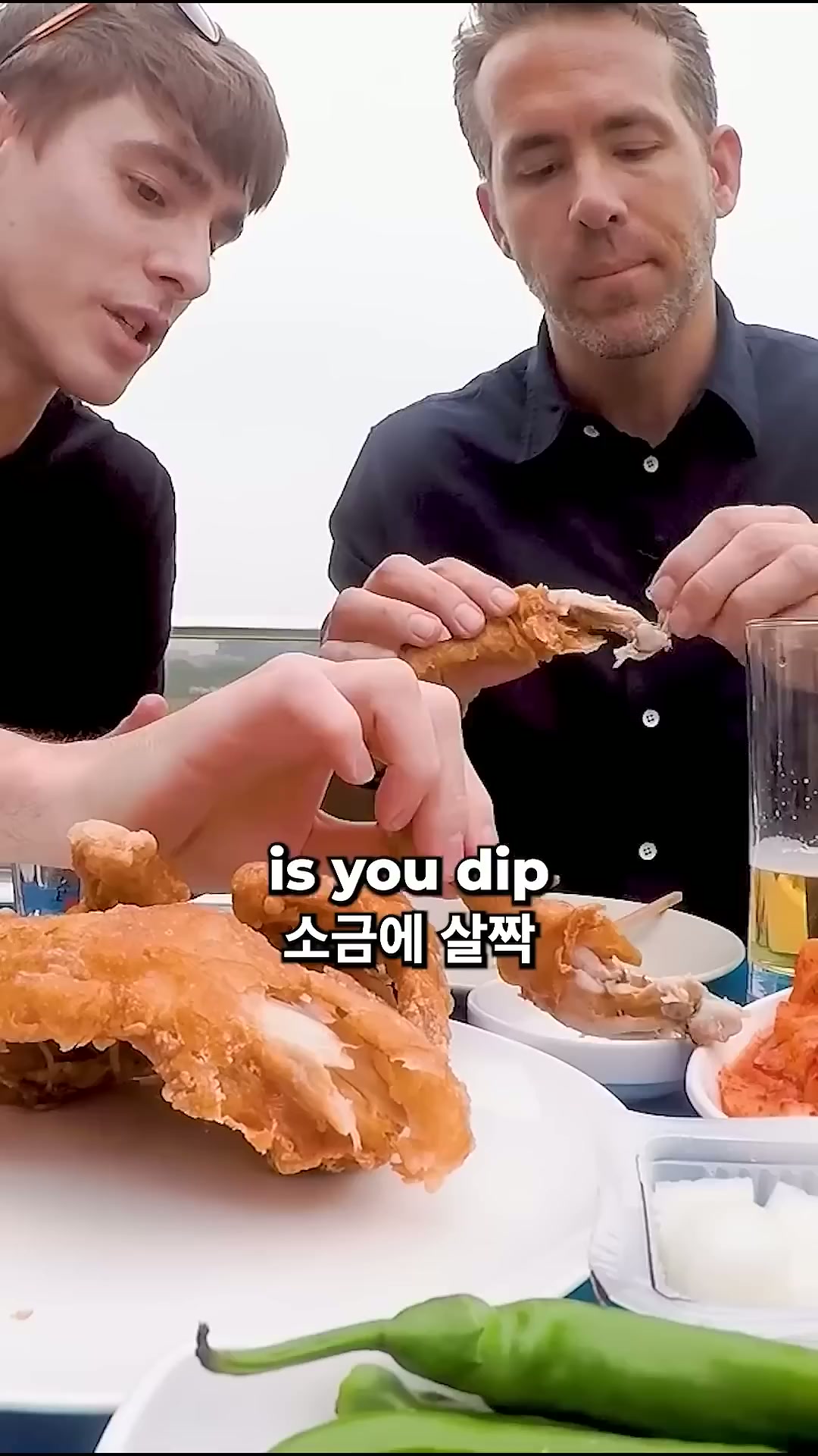Ryan Reynolds tries authentic Korean fried chicken & soju for the first ...