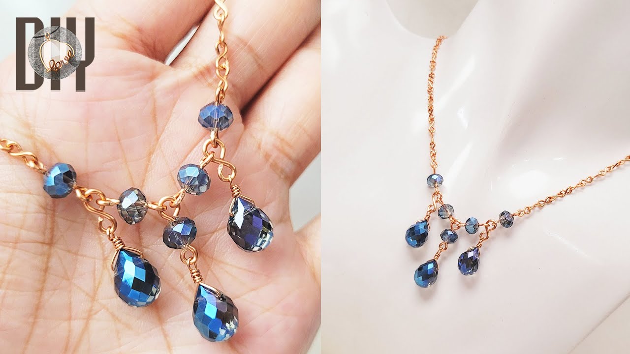 Wire jewelry making tutorials for beginners | Crystal Rain necklace ...