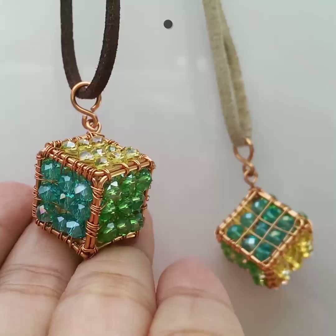 Cube pendant | spherical stone | stone without holes | small crystal ...