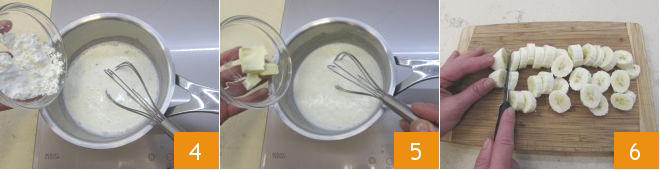 Banana soufflé with chocolate sauce