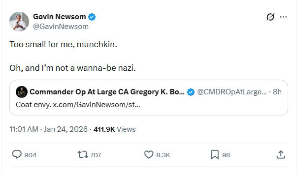 Newsom goes to war with Trump goon over Nazi cosplay