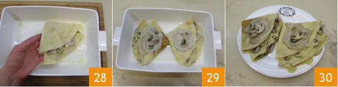 Crepes with mushroom and fontina cream