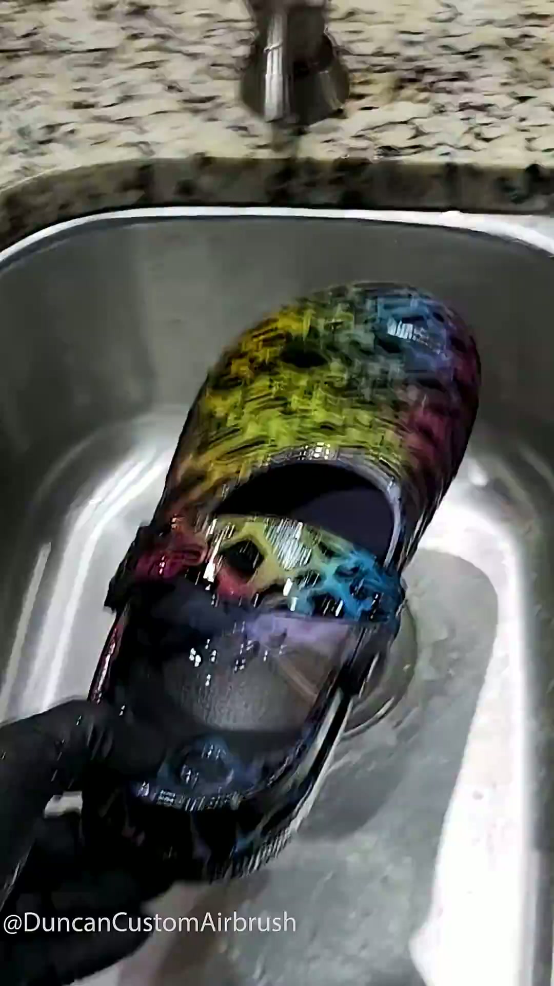 Repainting old shoes with dish soap?