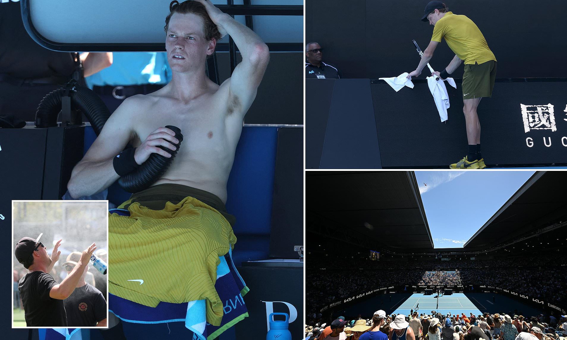 Jannik Sinner struggles as extreme heat halts outside courts at ...
