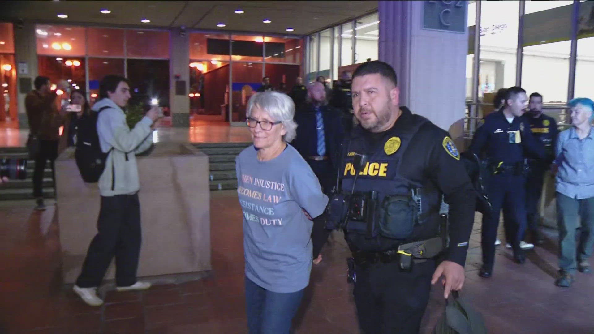 Several taken into custody following protest barricade in the mayor's ...