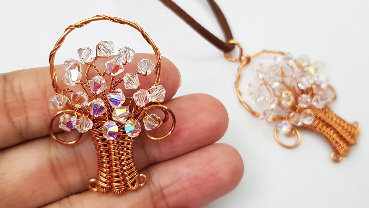Spring flower basket pendant with sparkling crystal - How to make ...