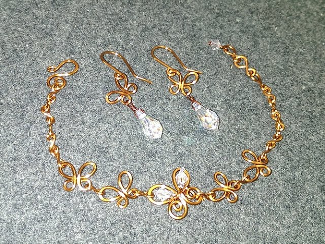 Wire butterfly bracelet and earring - How to make handmade jewelry 9