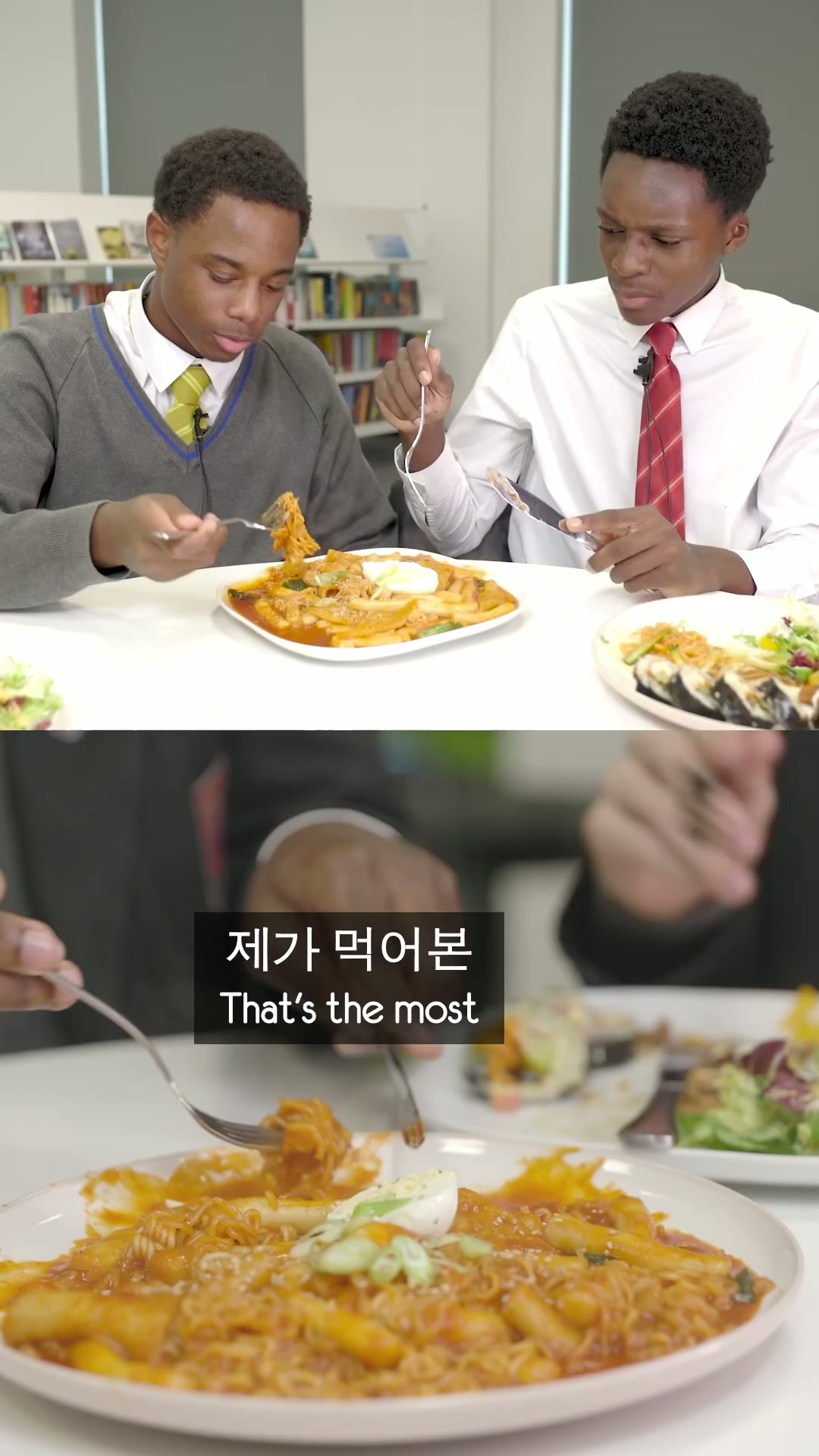 British students try spicy Korean rabokki for the first time! 😂🔥