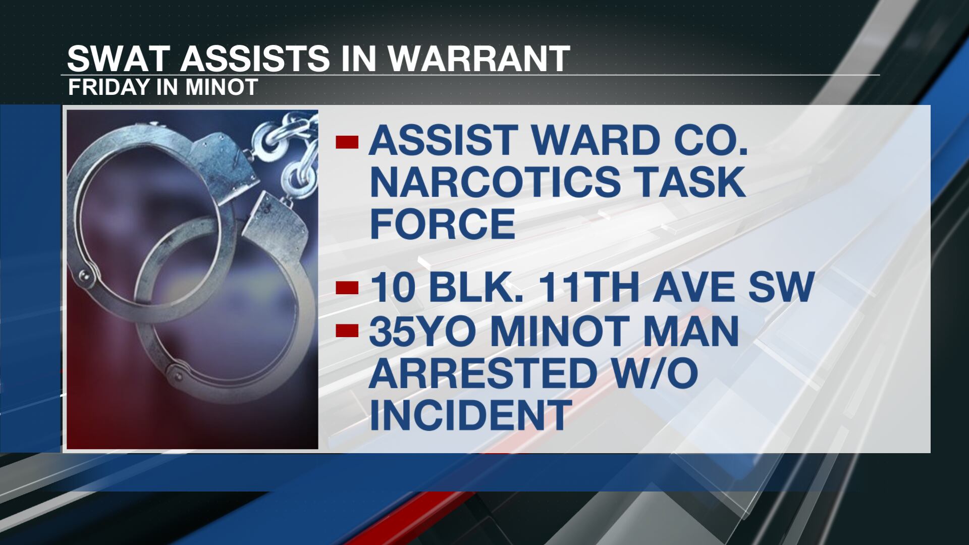 SWAT team assists in serving warrant Friday in Minot