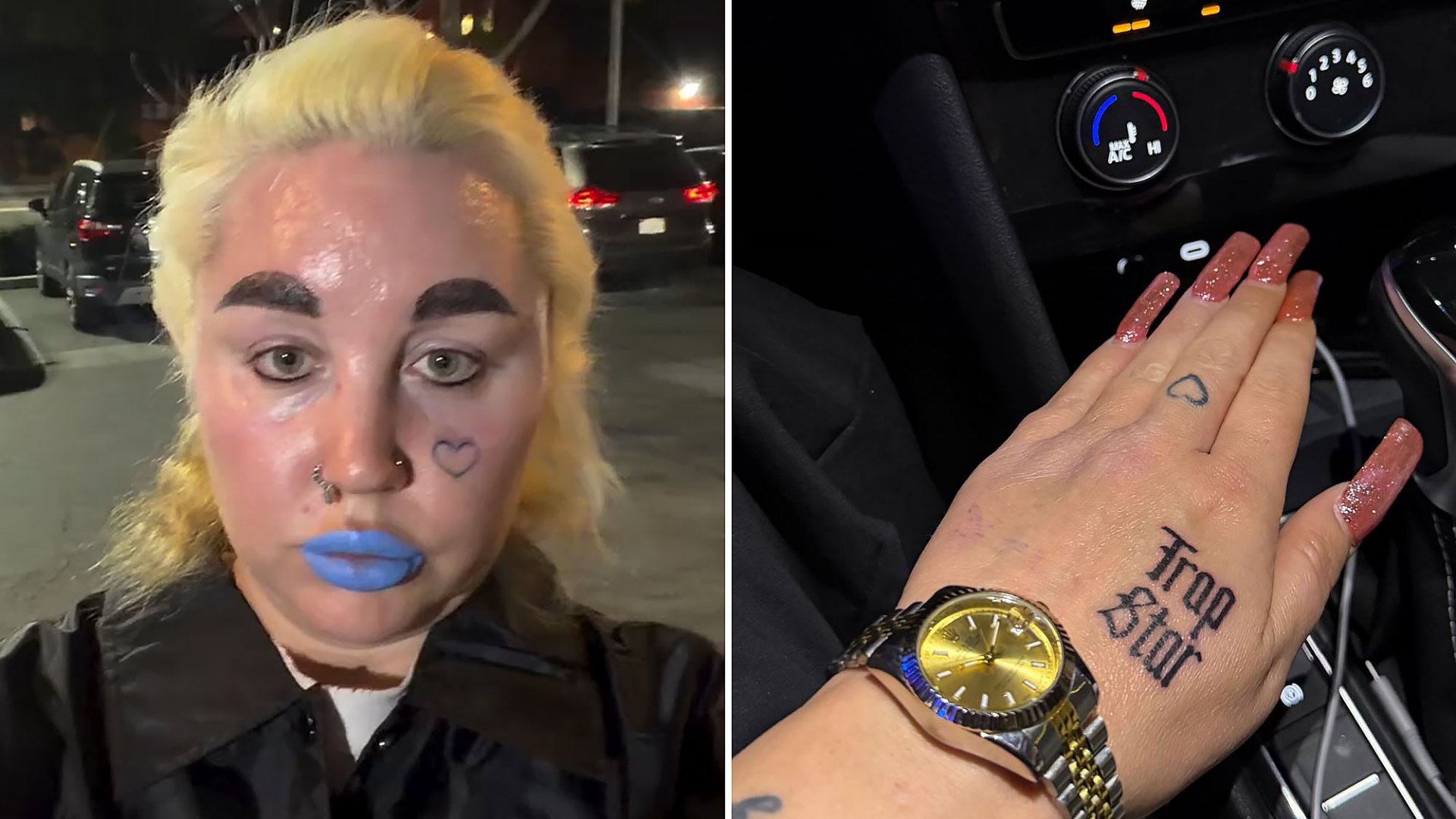 Amanda Bynes shows off new 'Trap Star' hand tattoo as she wears blue ...