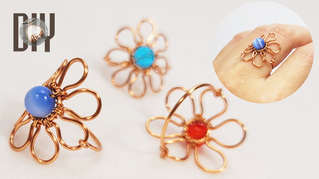 Easy ring making at home | Flower ring | Tutorial bead and wire jewelry ...