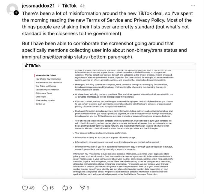 TikTok users freak out over app’s ‘immigration status’ collection ...