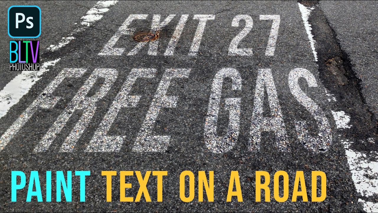 Photoshop: Paint text or a logo on a road!