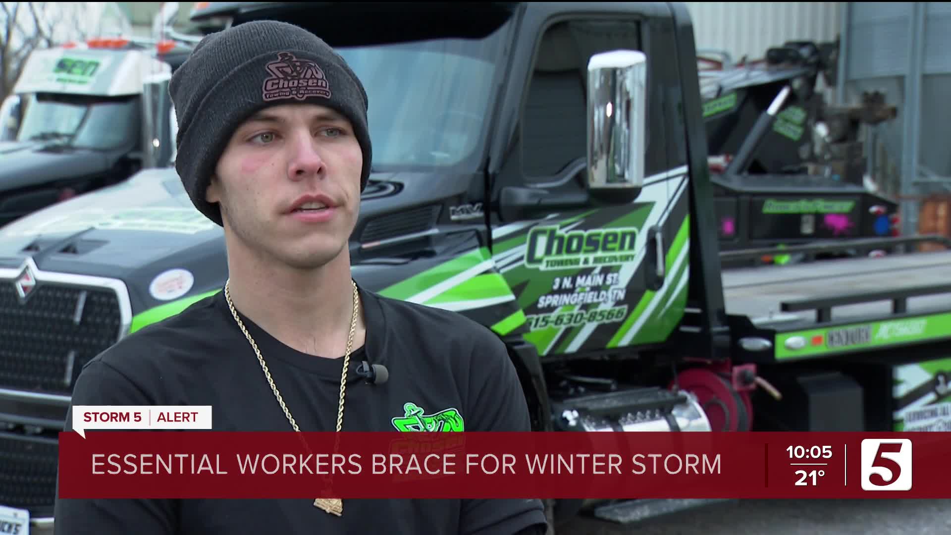 Essential crews face long hours, dangerous roads as storm nears