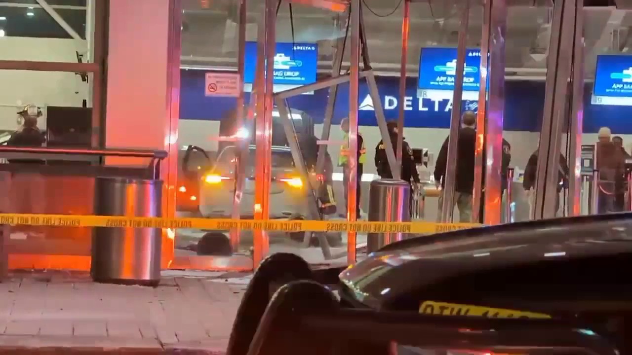 Outside view of DTW terminal crash