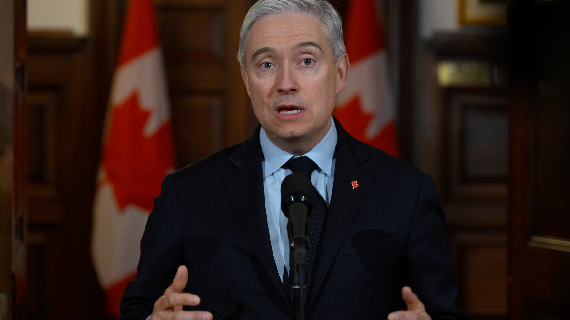 Champagne speaks to reporters after 'scheduling issue' prevents Carney ...
