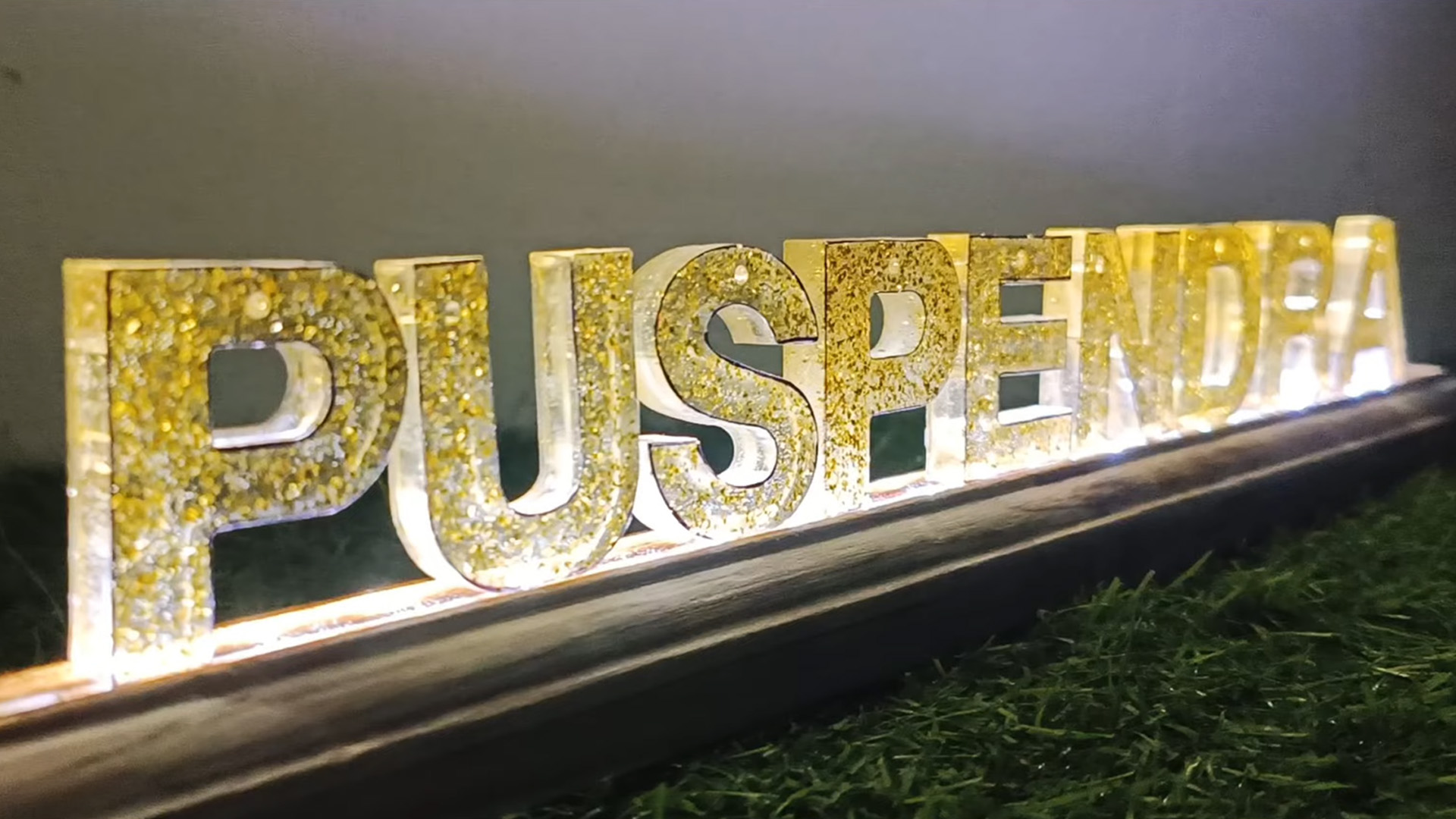 DIY glowing resin name stand tutorial