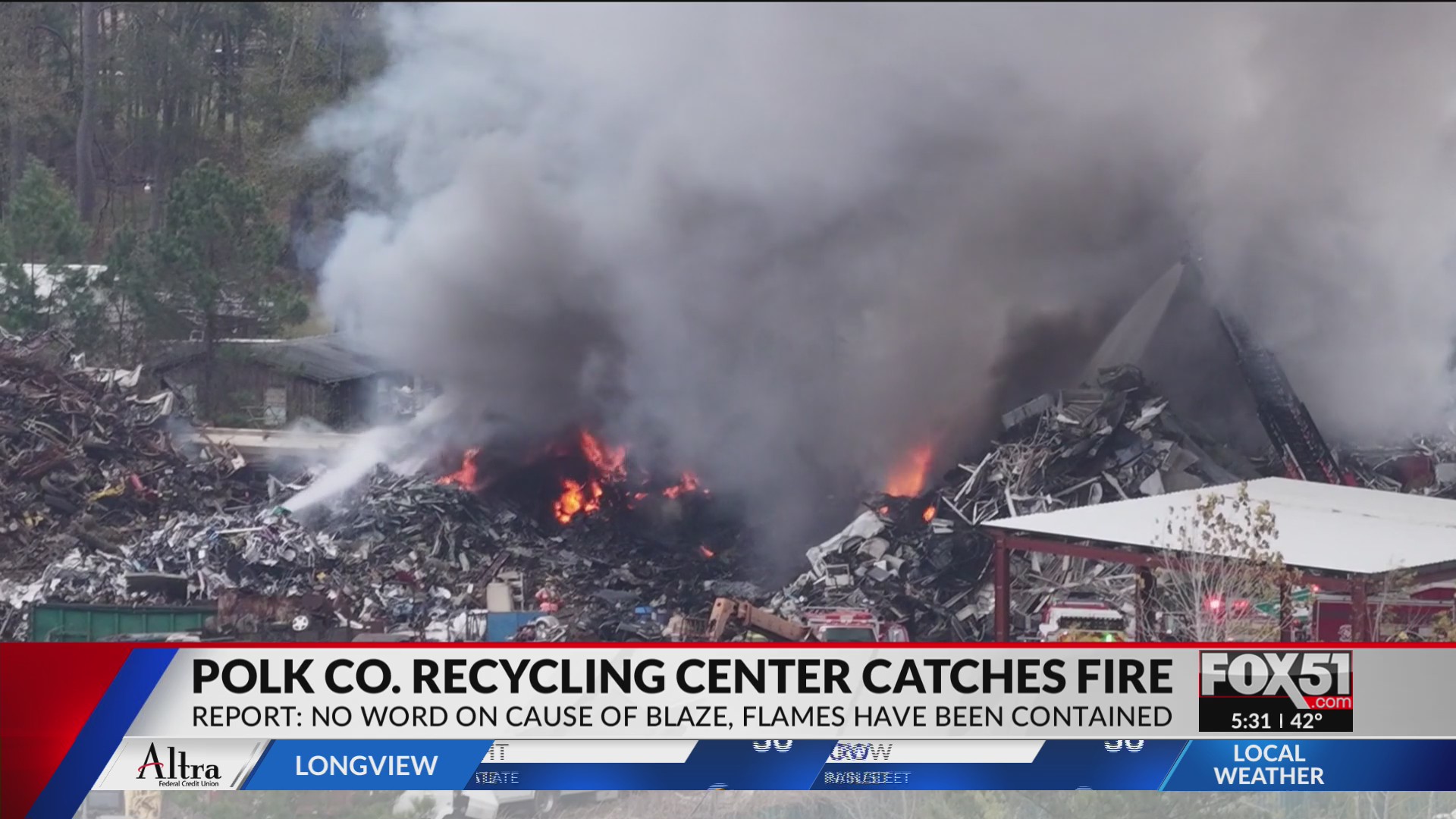 Traffic rerouted as responders contain Polk County recycling center fire